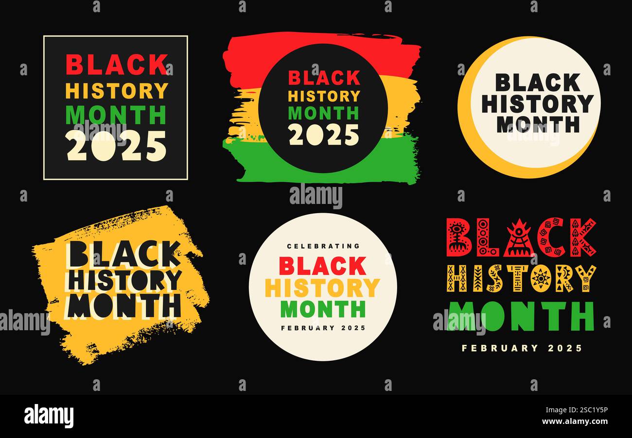Black History Month African American Banner Set Stock Vector Image ...