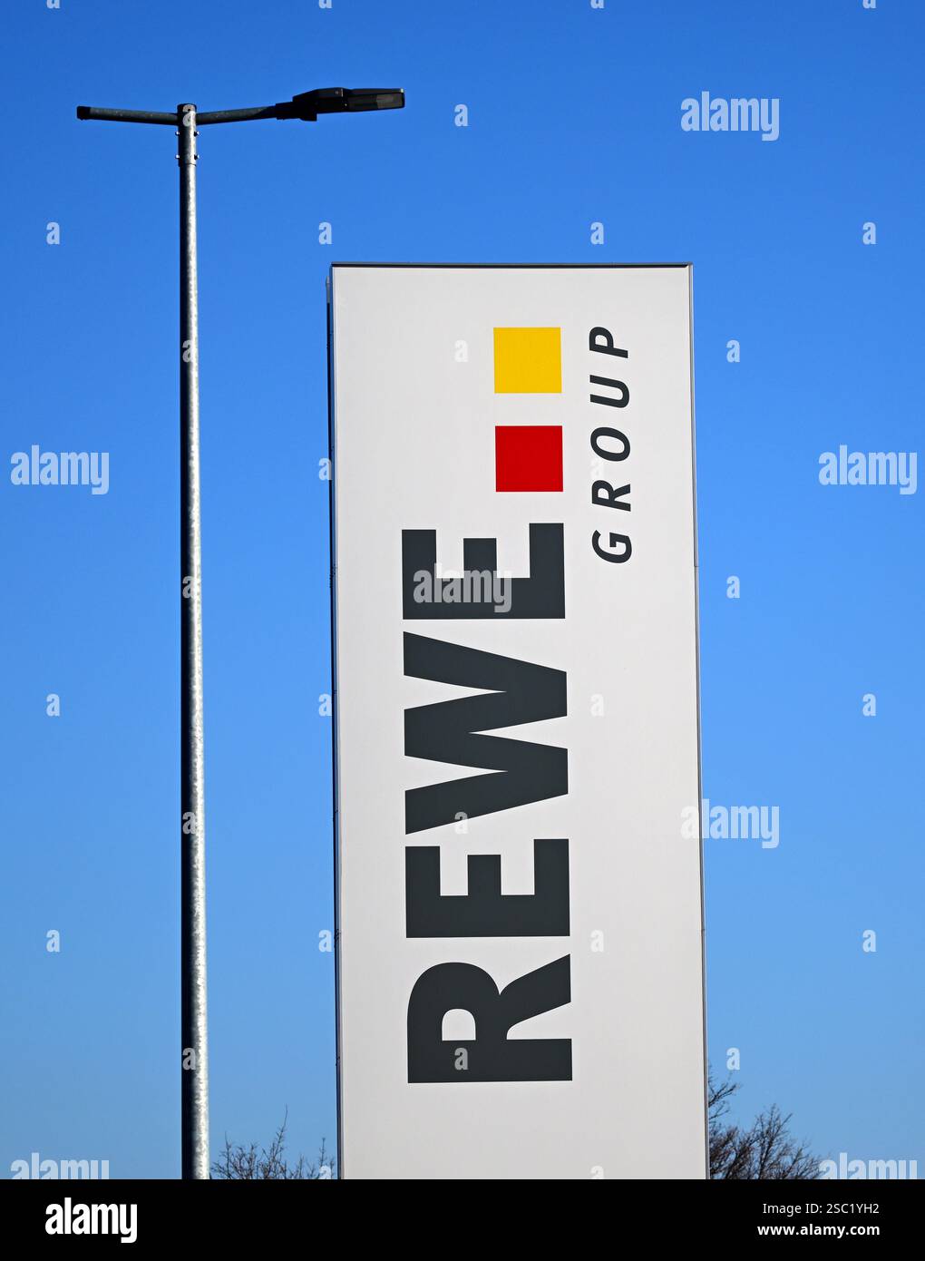 The logo of the Rewe Group at the company headquarters in Wiener ...