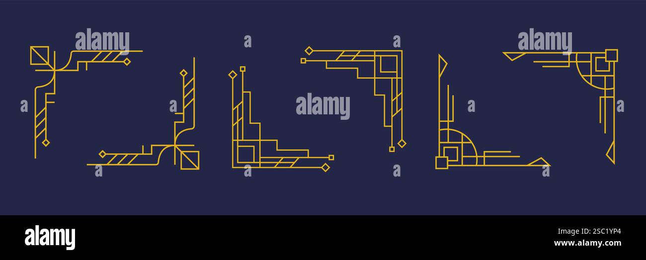 Art Deco Line Gold Frames Set Stock Vector Image & Art - Alamy