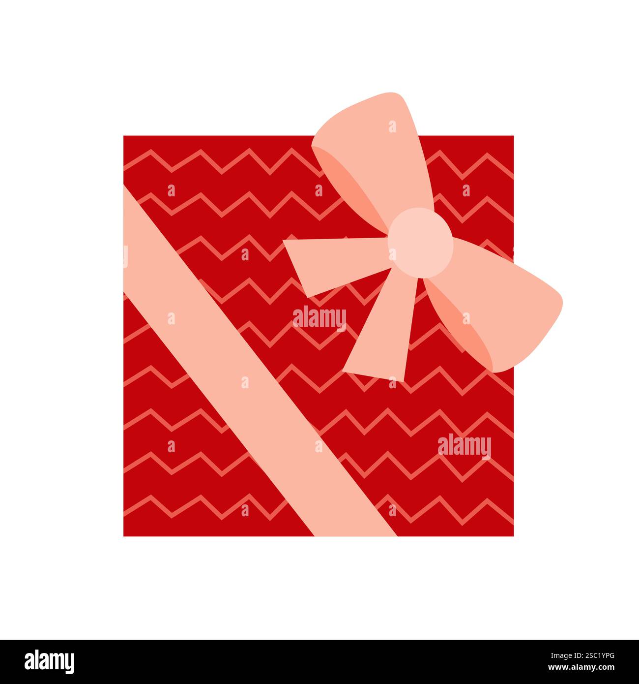 Red gift box with bow top view vector illustration Stock Vector Image ...