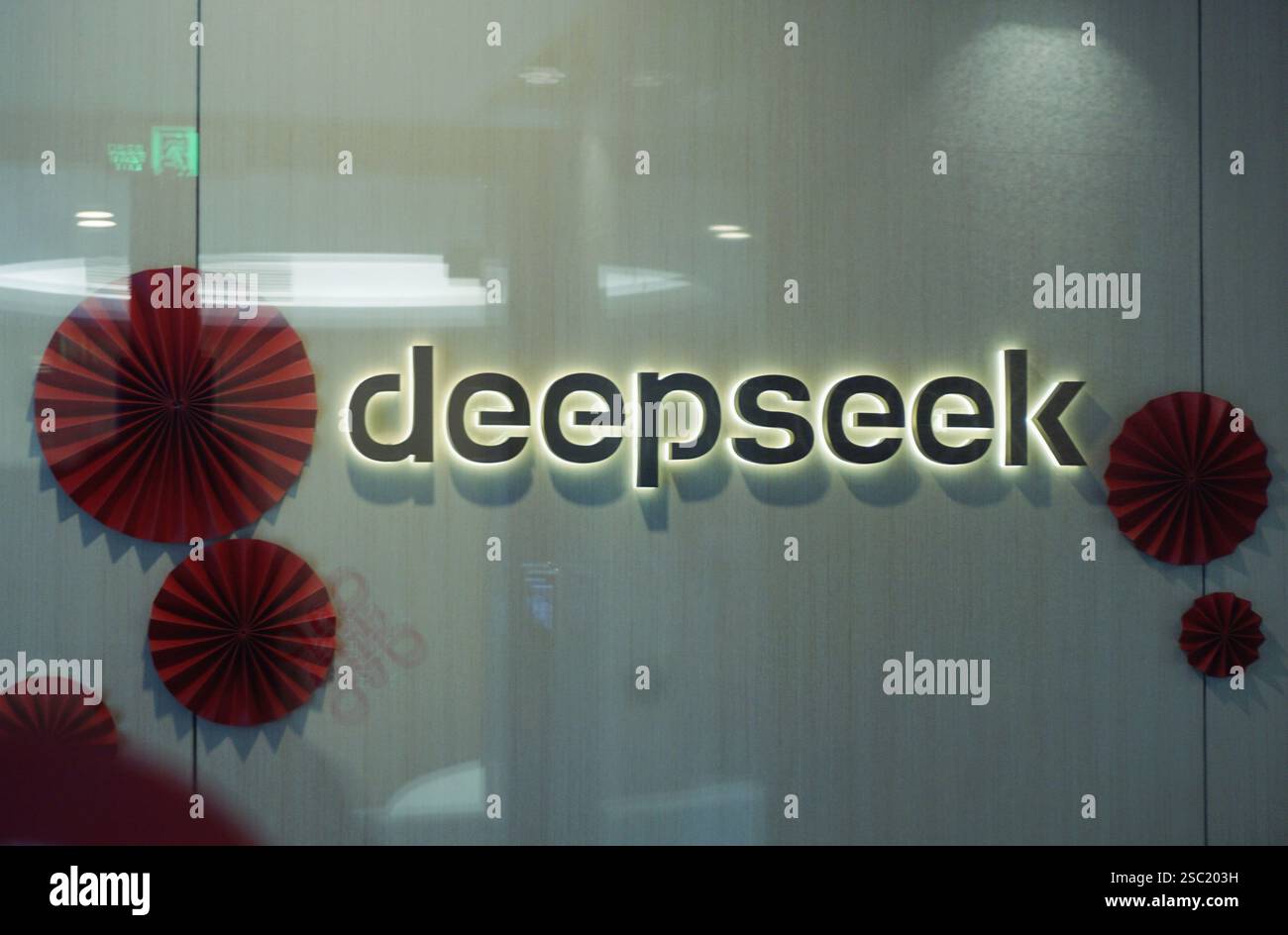 Photo taken on February 5, 2025 shows the DeepSeek logo in Hangzhou ...