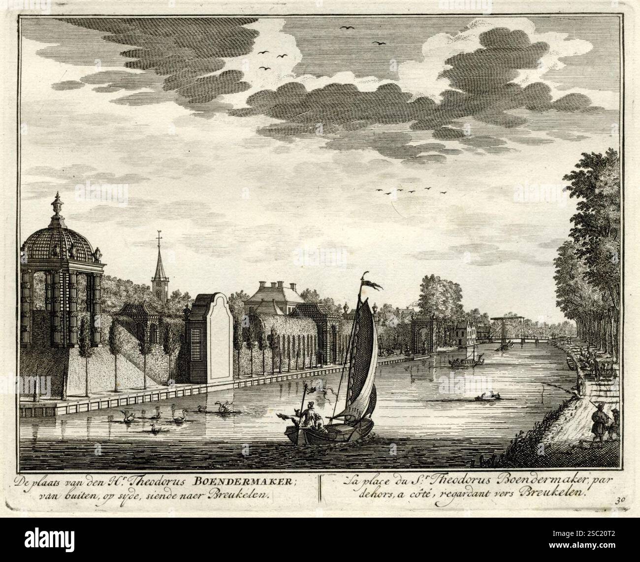 Gezicht op de Vecht bij Breukelen met de buitenplaats Boom en Bosch ...