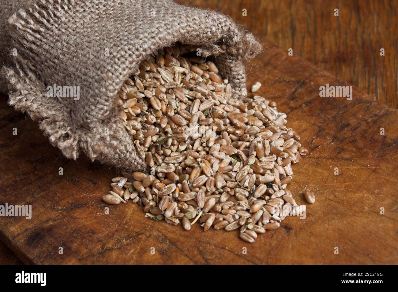 Still Life with a sack of wheat in the bakery Stock Photo - Alamy