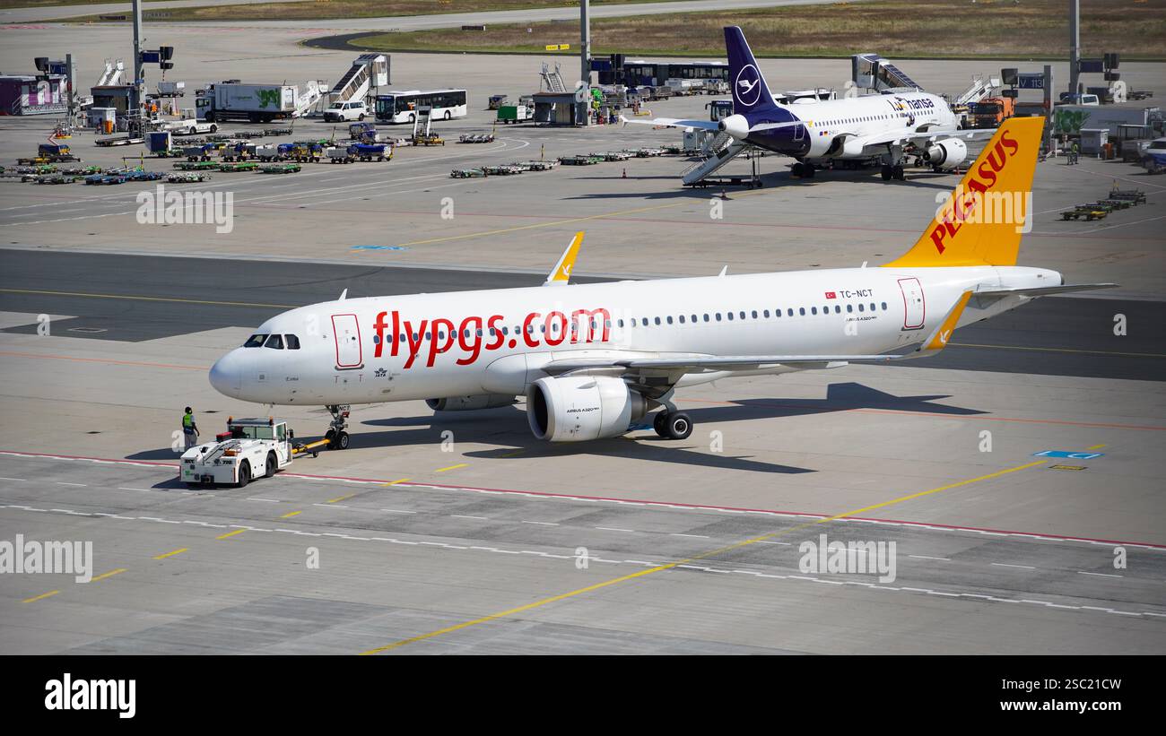 Pegasus Airlines Airbus A320 NEO aircraft during Pushback from the gate ...