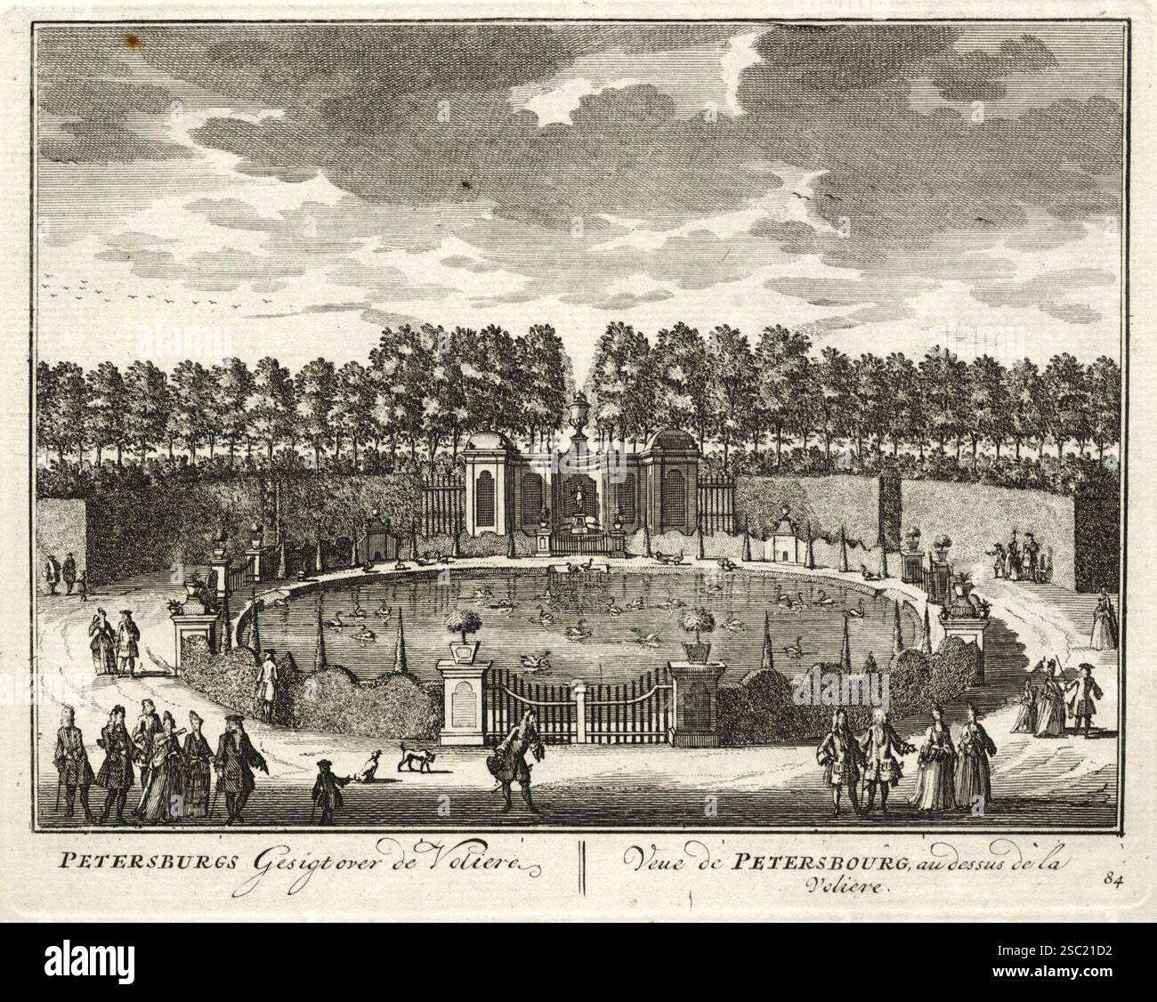 Gezicht in twee van de grote lanen op de buitenplaats Petersburg bij ...