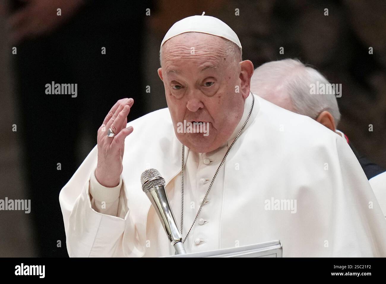 Pope Francis delivers his blessing during his weekly general audience ...