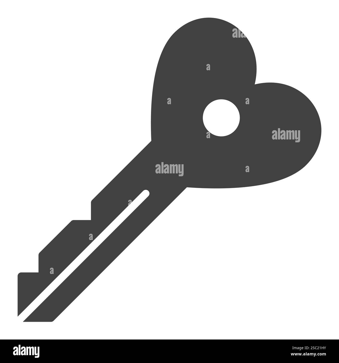 Key with Heart symbol concept icon - vector sign for love and heartfelt ...