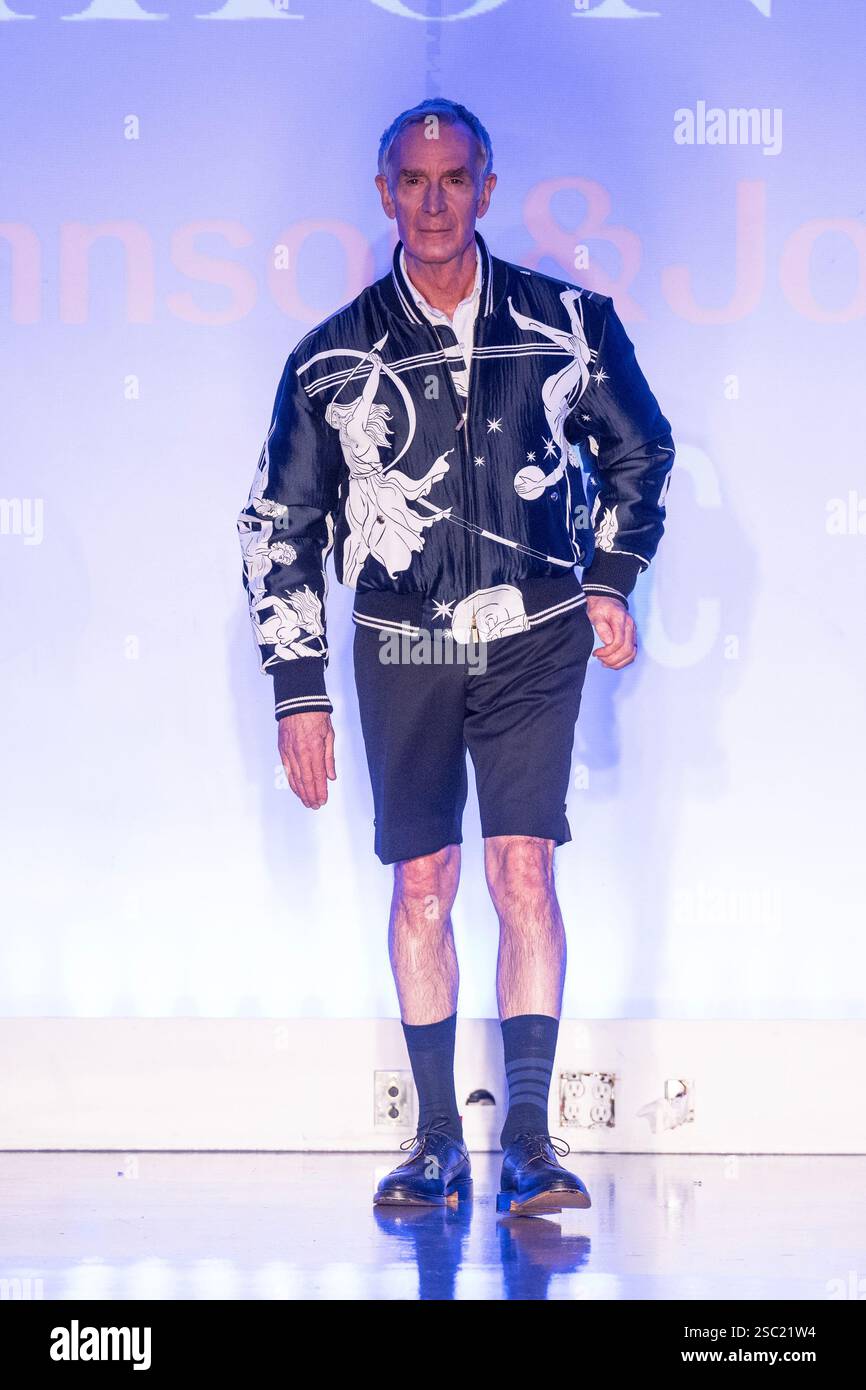 Bill Nye wearing Thom Browne walks runway for 9th Annual Blue Jacket ...
