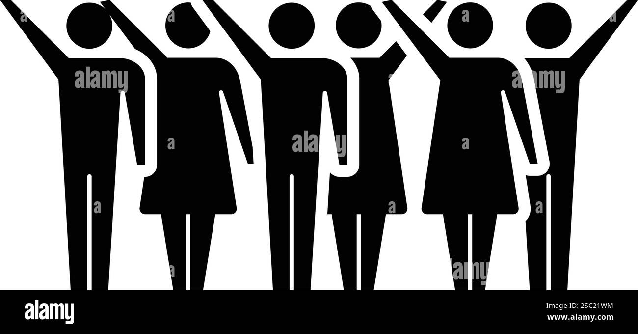 Leadership icon vector group of people and leader symbol in glyph ...