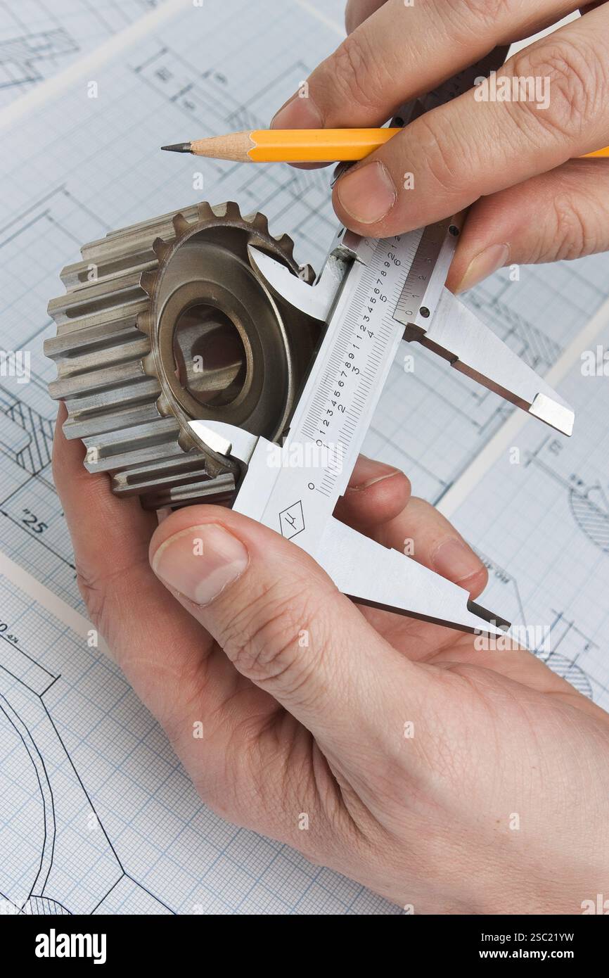 tools and mechanisms detail on the background of technical drawings ...