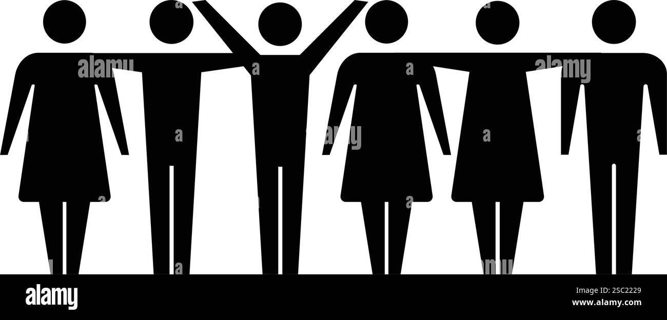 Leadership icon vector group of people and leader symbol in glyph ...