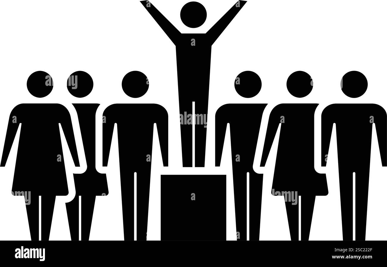 Leadership icon vector group of people and leader symbol in glyph ...