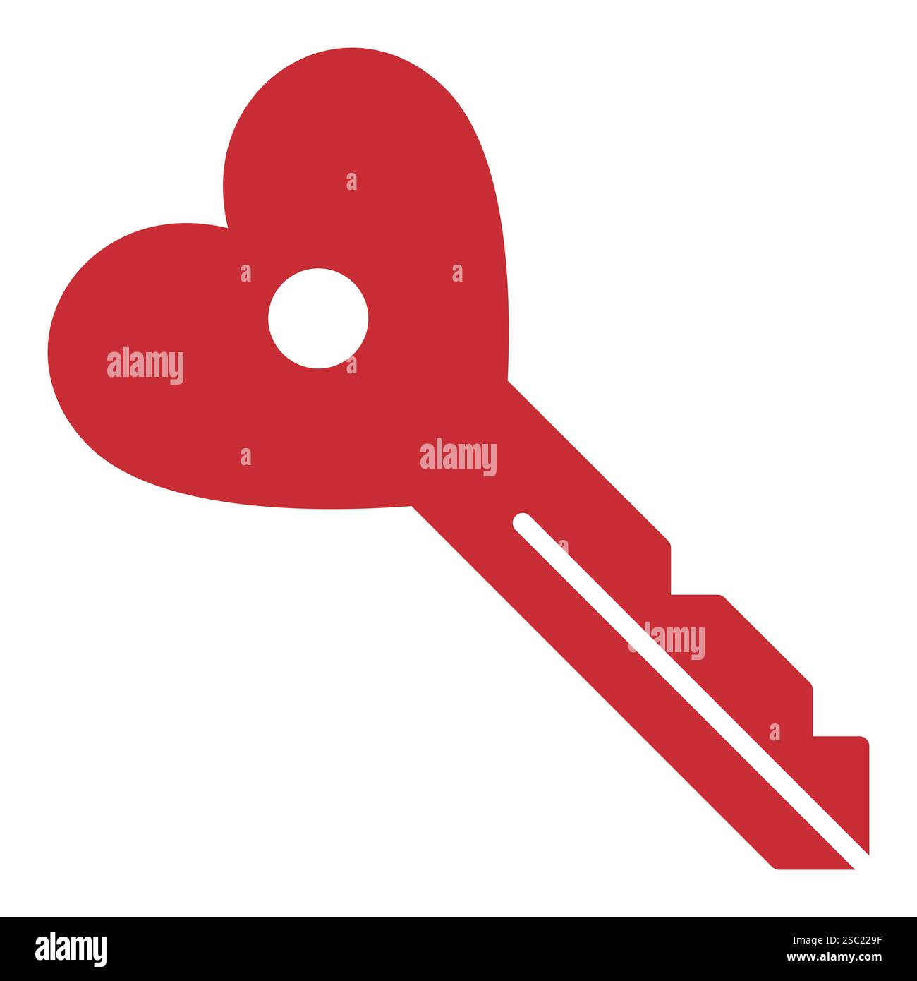 Red Key with Heart symbol concept icon - vector design for love and ...