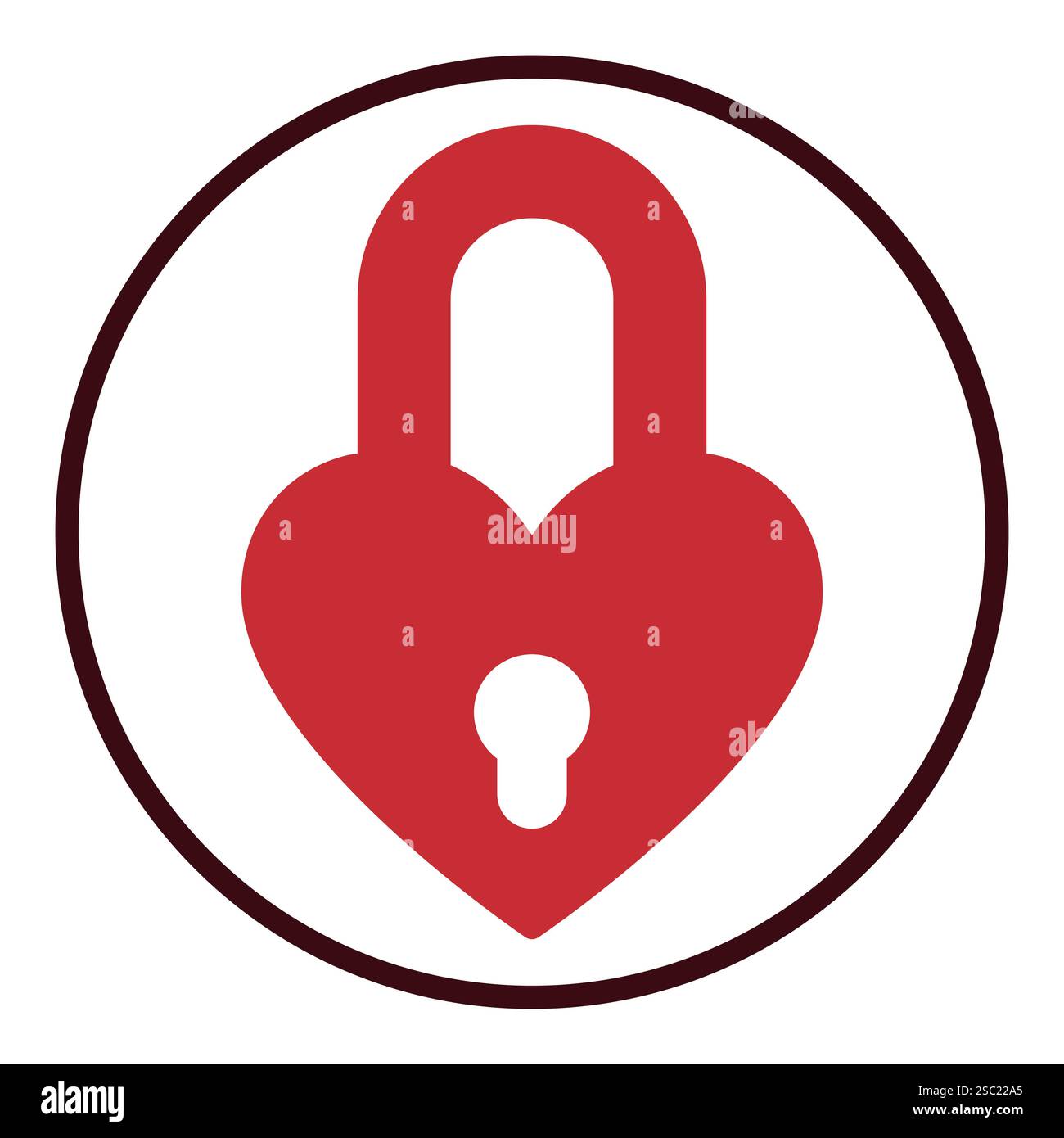 Red Padlock with Heart vector concept icon or sign for expressing love ...