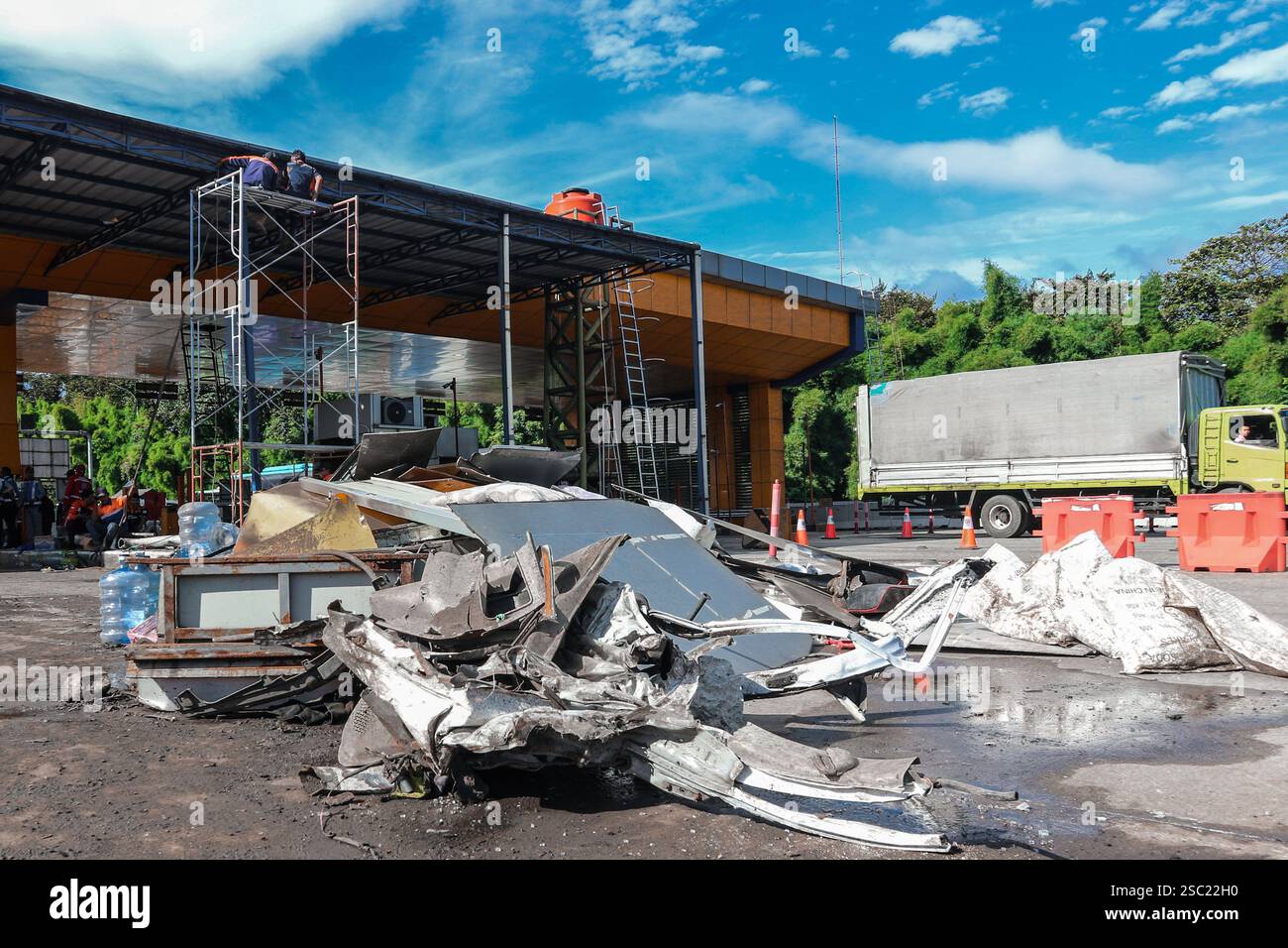 Bogor. 5th Feb, 2025. This photo taken on Feb. 5, 2025 shows the site of a traffic accident near ...