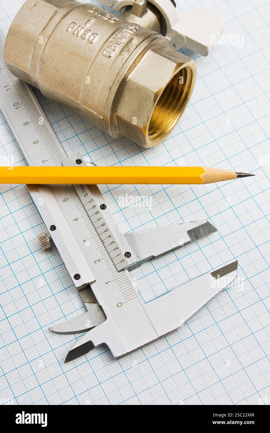 details of the pipeline on the graph paper Stock Photo - Alamy