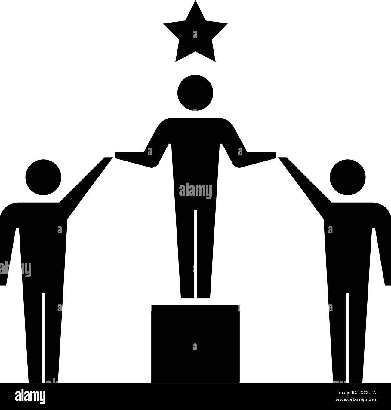 Leadership icon vector group of people and leader symbol in glyph ...