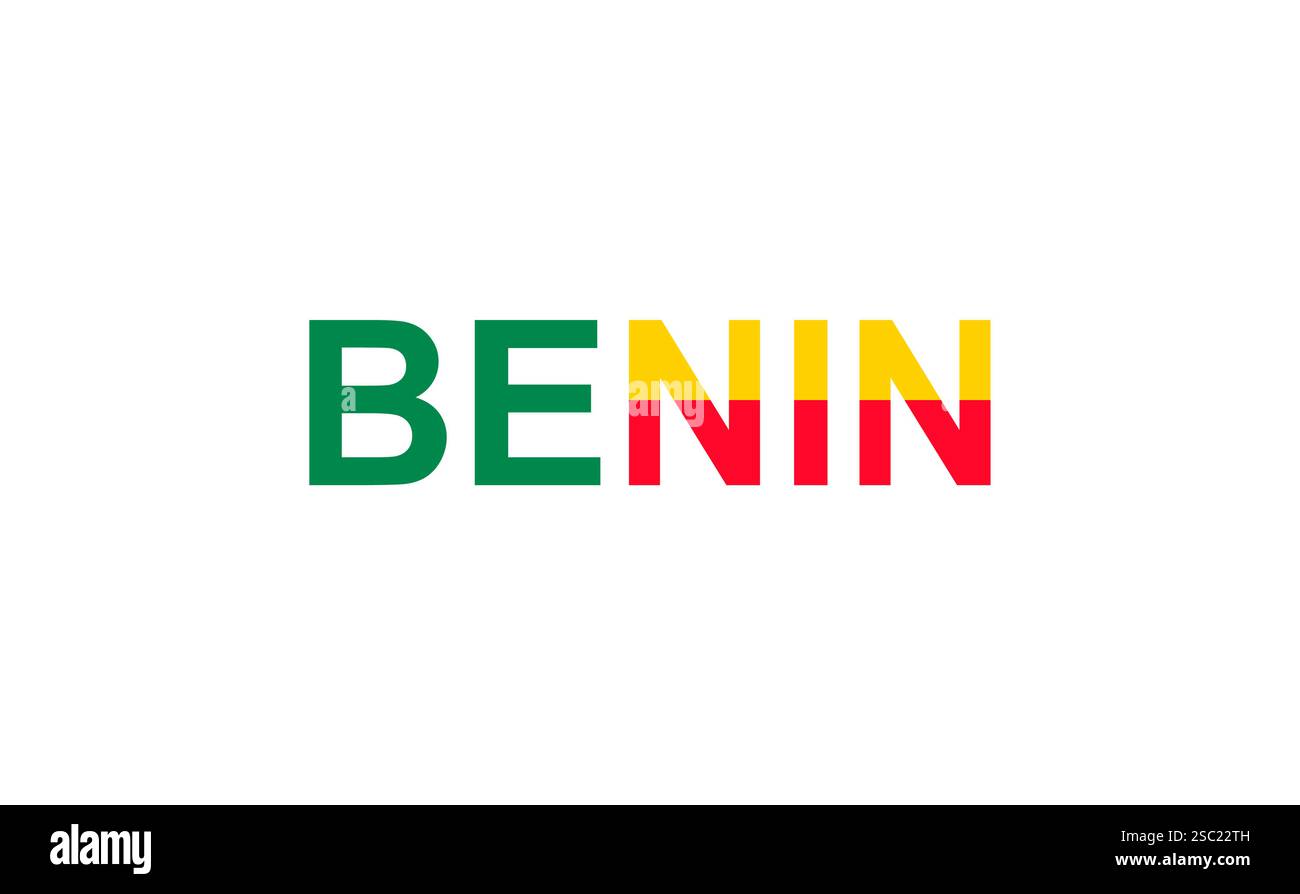 Letters Benin in the style of the country flag. Benin word in national ...