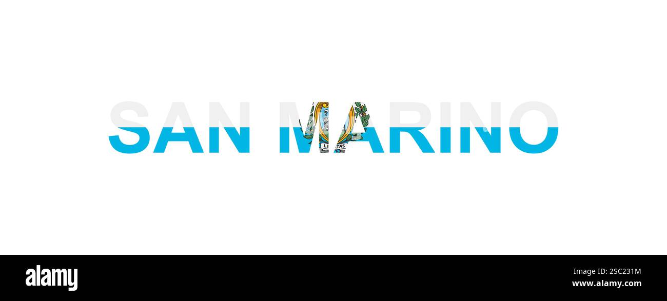 Letters San Marino in the style of the country flag. San Marino word in ...