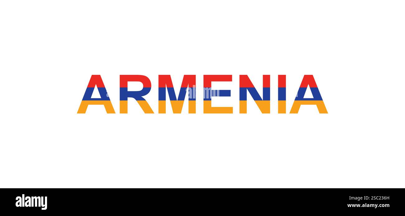 Letters Armenia in the style of the country flag. Armenia word in ...