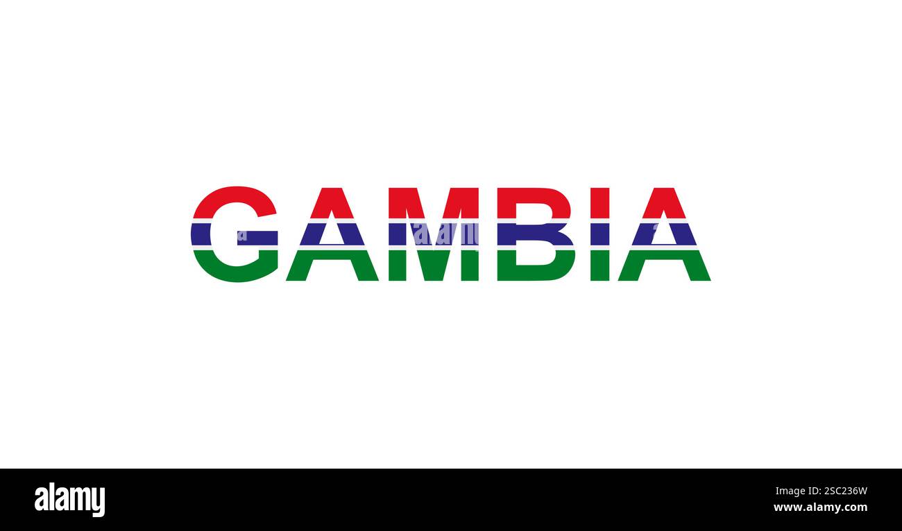 Letters Gambia in the style of the country flag. Gambia word in ...