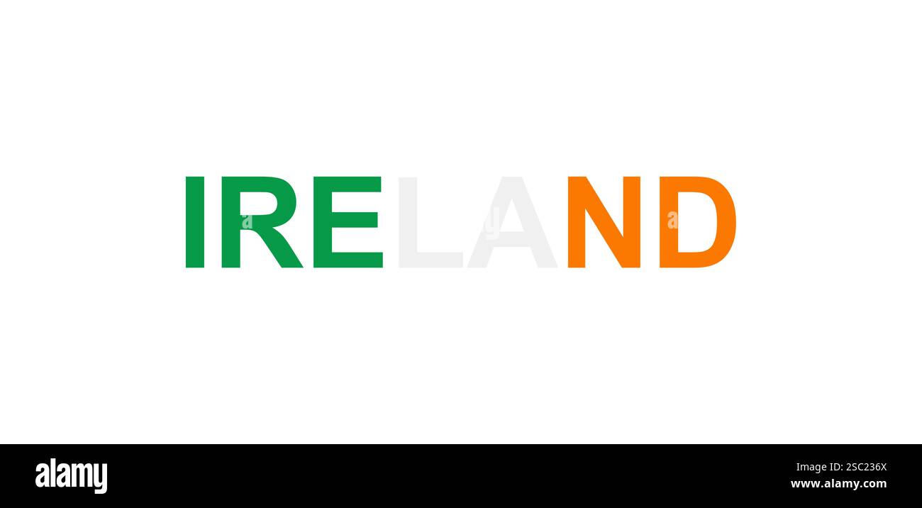 Letters Ireland in the style of the country flag. Ireland word in ...