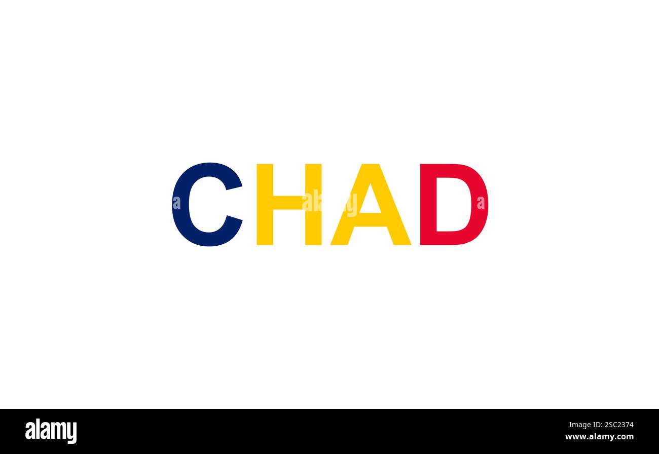 Letters Chad in the style of the country flag. Chad word in national ...