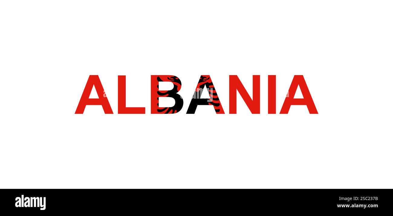 Letters Albania in the style of the country flag. Albania word in ...