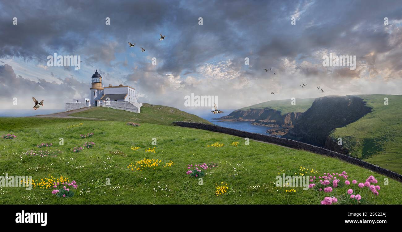 Colour photo of Stoer Head Lighthouse, Thomas Stevenson in 1870 ...