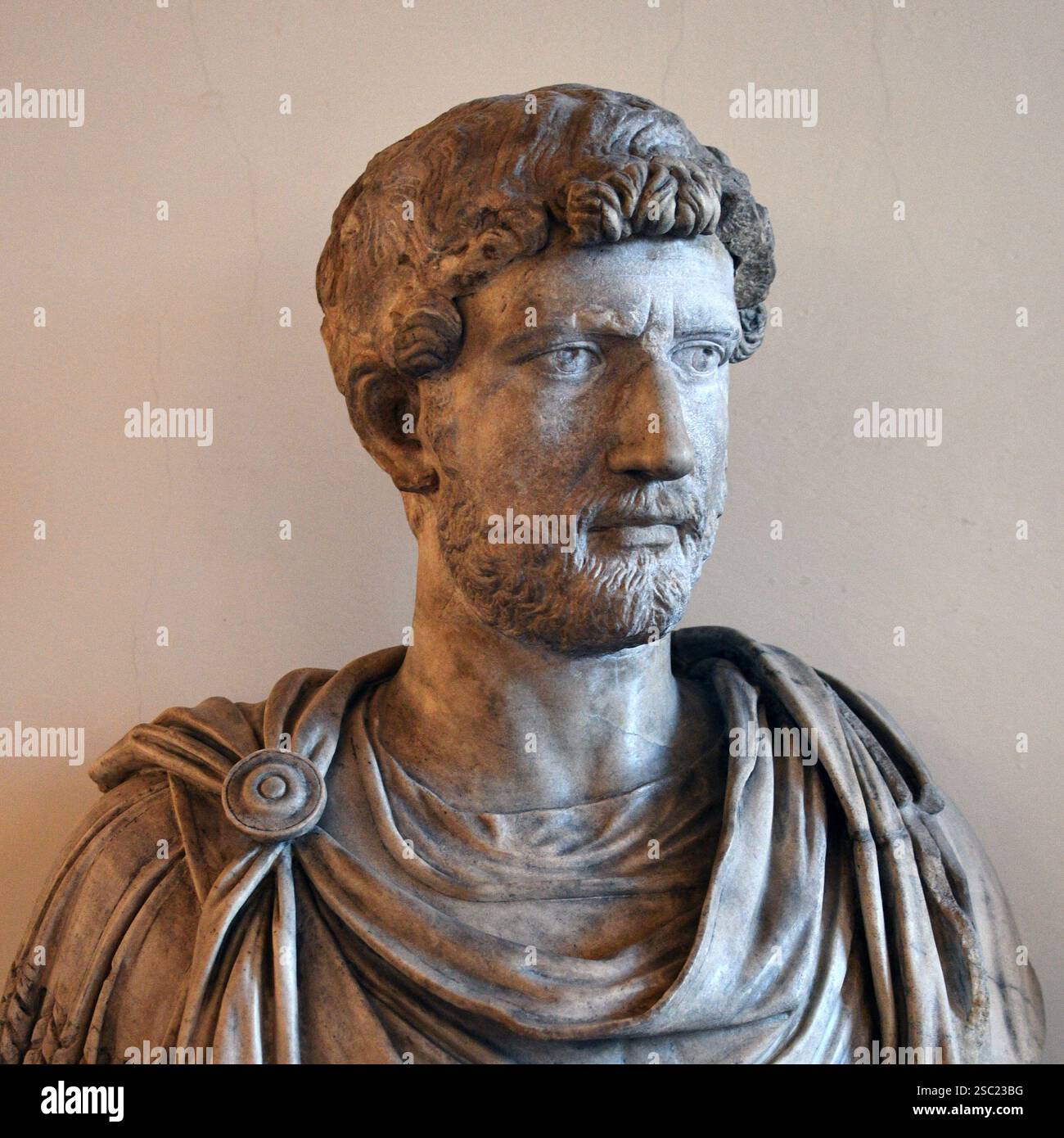 2975. MARBLE BUST OF EMPEROR HADRIAN, RULER OF THE ROMAN WORLD FROM 117 ...