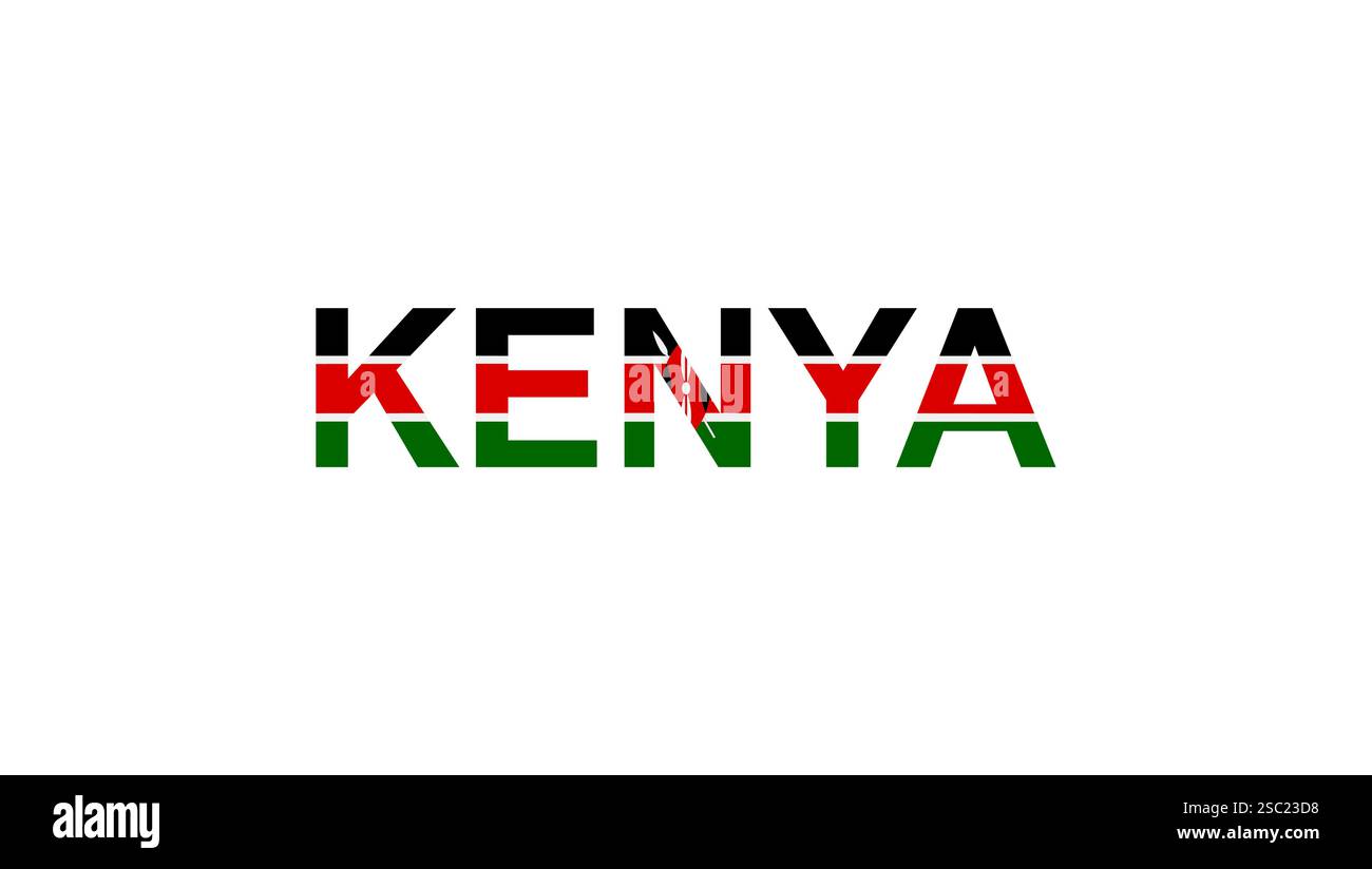 Letters Kenya in the style of the country flag. Kenya word in national ...