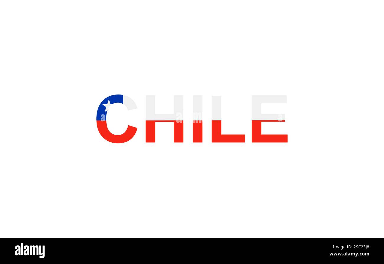 Letters Chile in the style of the country flag. Chile word in national ...