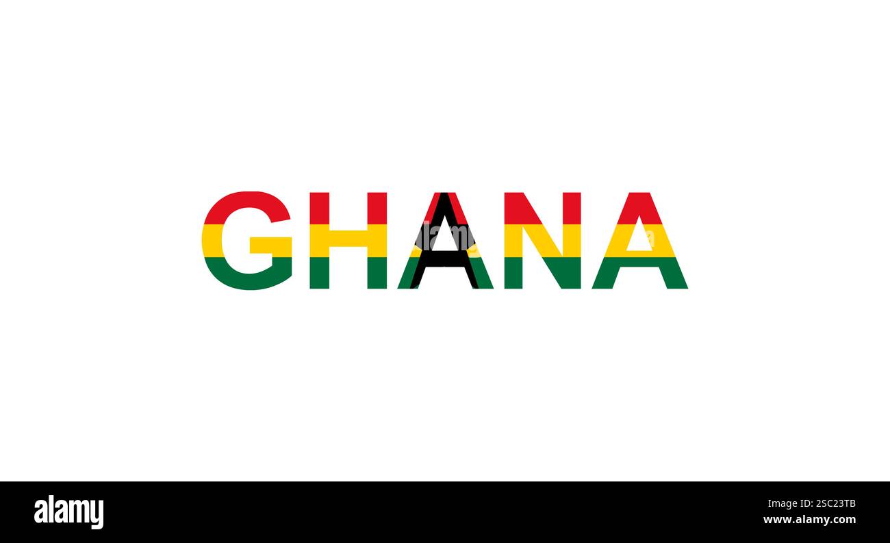 Letters Ghana in the style of the country flag. Ghana word in national ...
