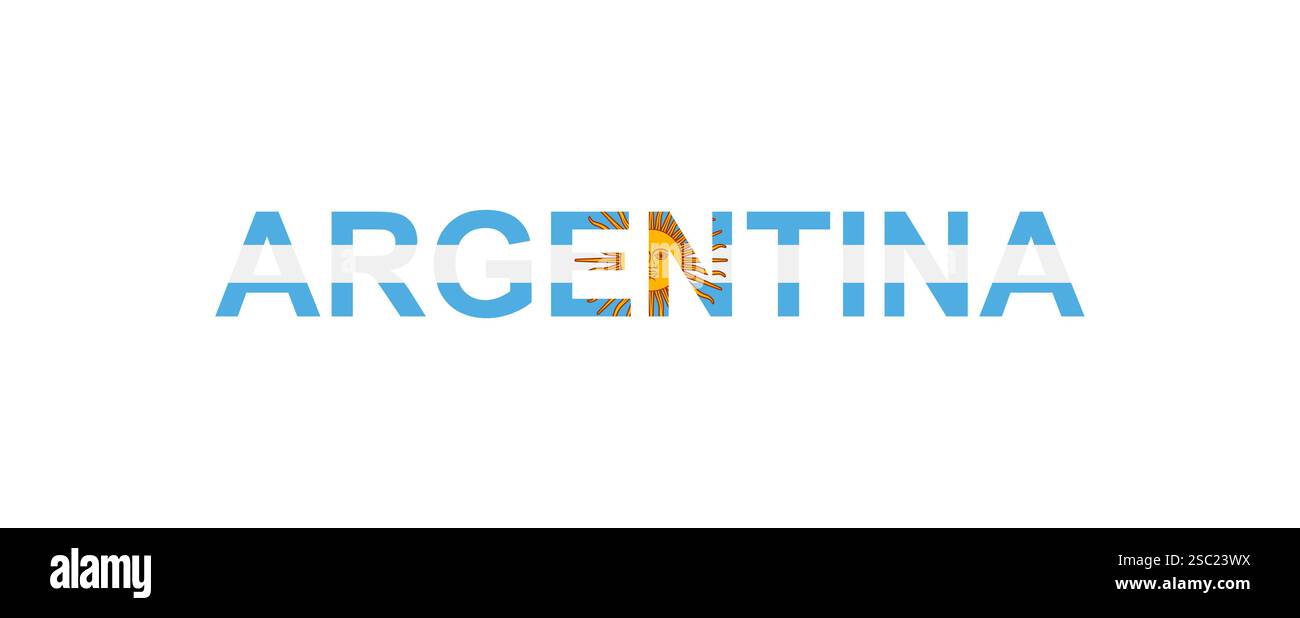 Letters Argentina in the style of the country flag. Argentina word in ...
