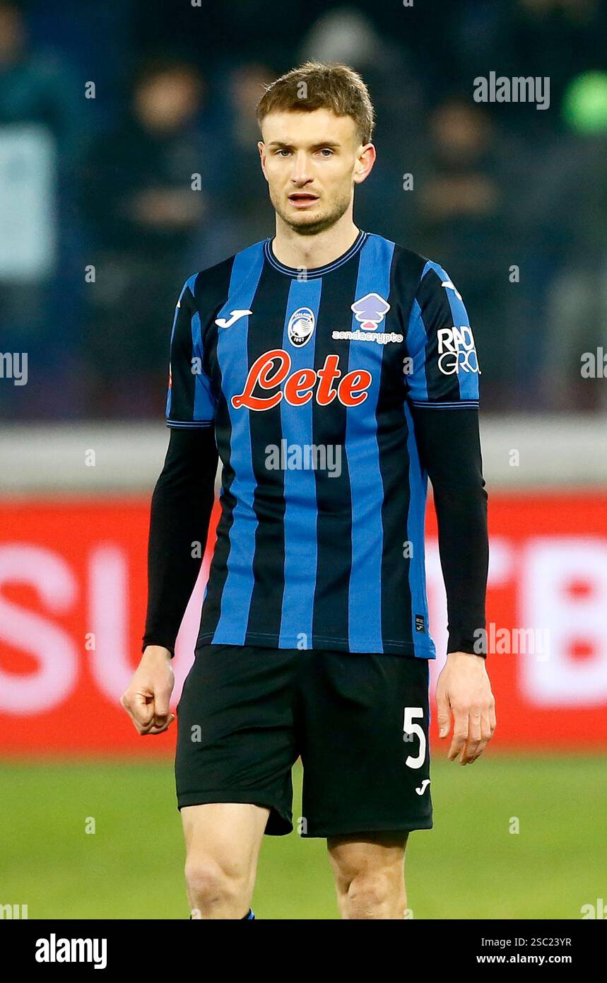 BERGAMO, ITALY - FEBRUARY 4: Stefan Posch of Atalanta BC looks on ,during the Coppa Italia ...
