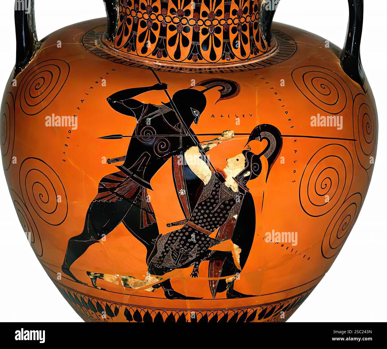 7548. Greek vase depicting Achilles and Penthesilea . Exekias painter ...
