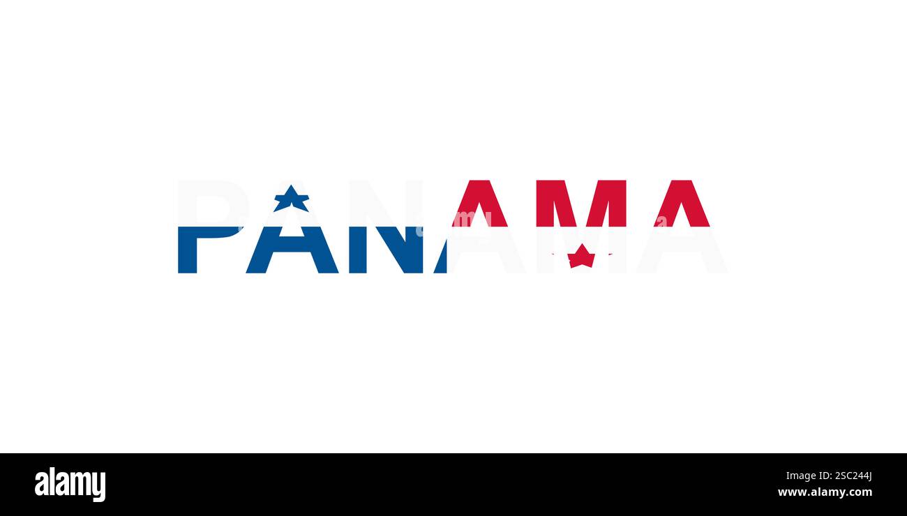 Letters Panama in the style of the country flag. Panama word in ...