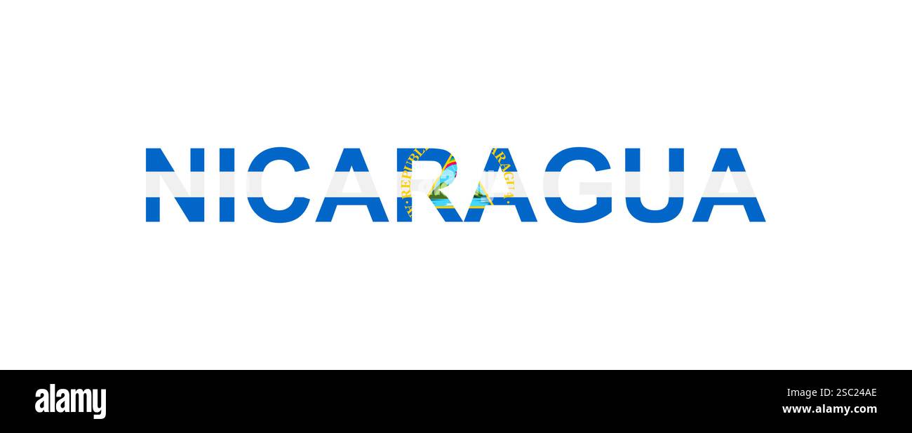 Letters Nicaragua in the style of the country flag. Nicaragua word in ...