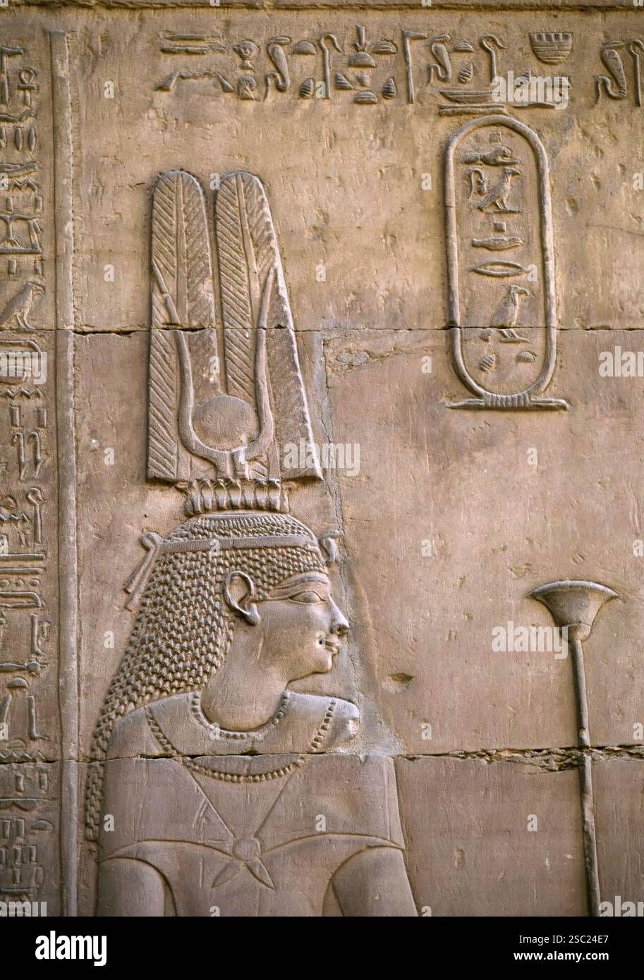 7596. Relief of Queen Cleopatra VII, from the Temple of Kom Ombo, Upper ...