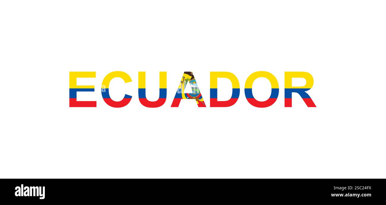 Letters Ecuador in the style of the country flag. Ecuador word in ...