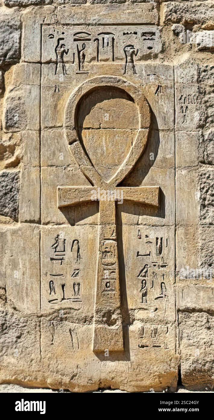 7608. Relief of the Ankh or key of life symbol, carved in base of a ...