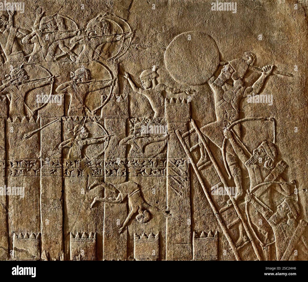 7613. Assyrian soldiers of King Assurbanipal destroying the Elamite ...