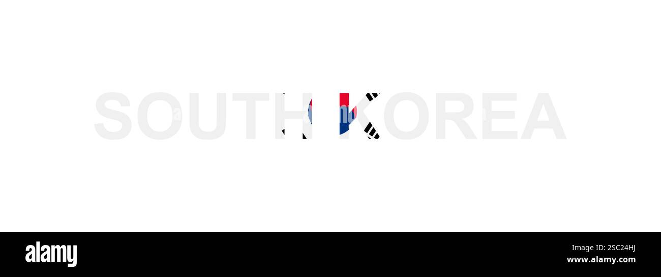 Letters South Korea in the style of the country flag. South Korea word ...