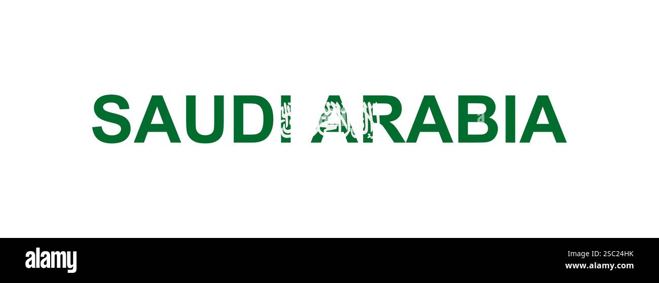 Letters Saudi Arabia in the style of the country flag. Saudi Arabia ...