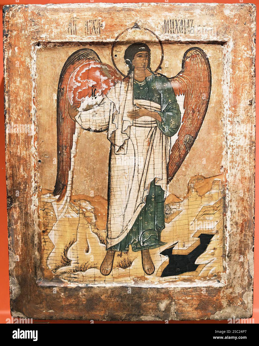 7605. Archangel Gabriel scene from the Annunciation, Painting on wood ...