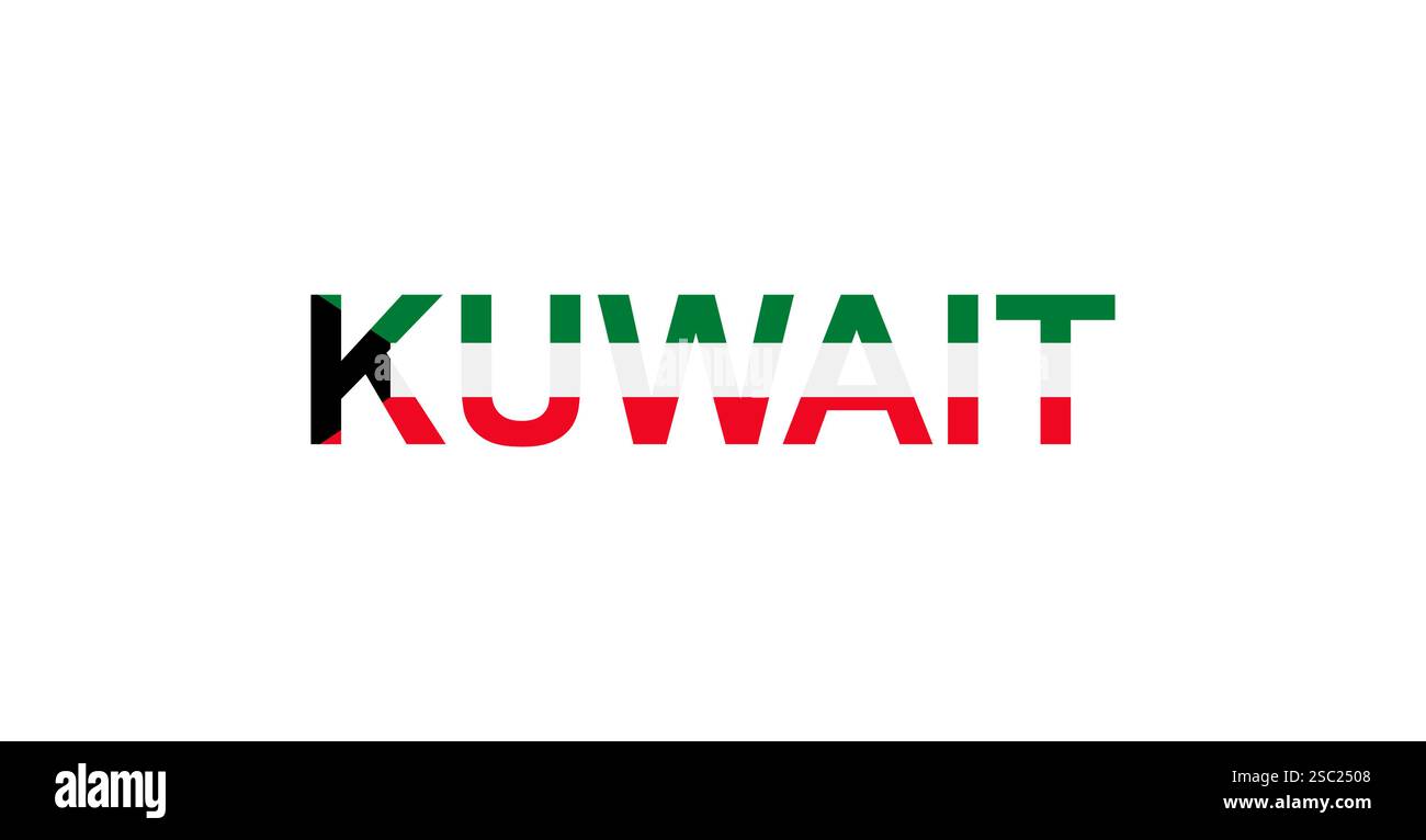 Letters Kuwait in the style of the country flag. Kuwait word in ...