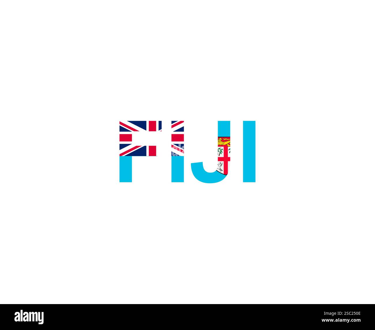 Letters Fiji in the style of the country flag. Fiji word in national ...