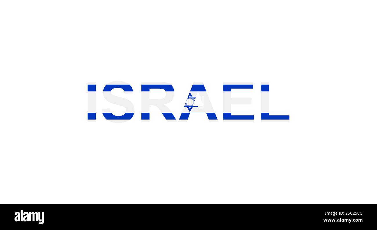 Letters Israel in the style of the country flag. Israel word in ...