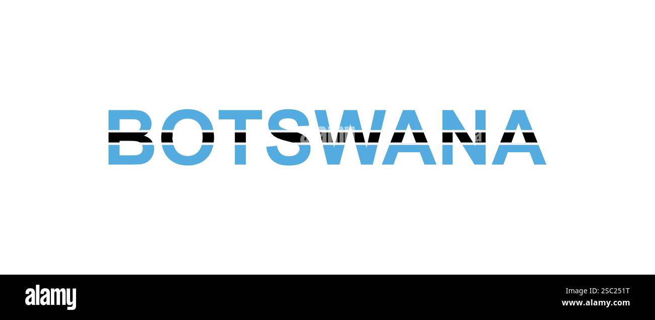 Letters Botswana in the style of the country flag. Botswana word in ...