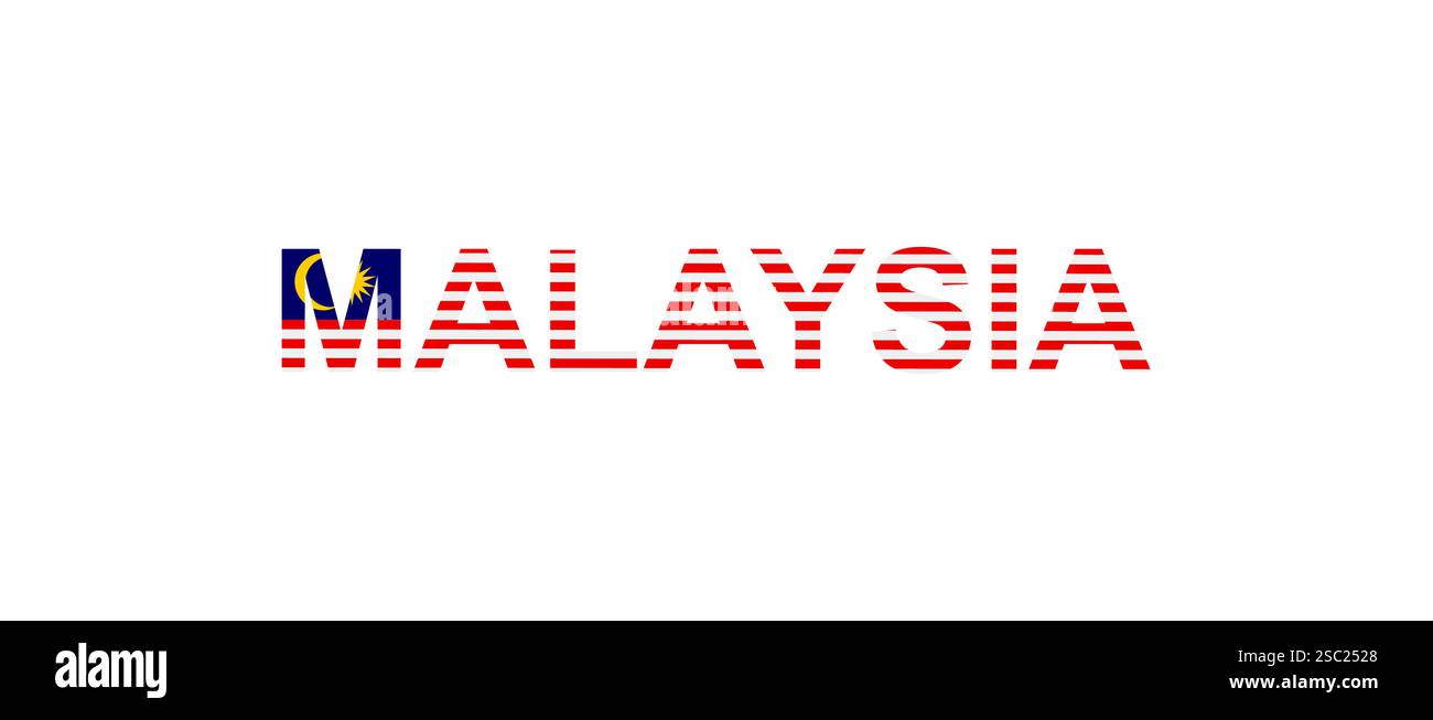 Letters Malaysia in the style of the country flag. Malaysia word in ...